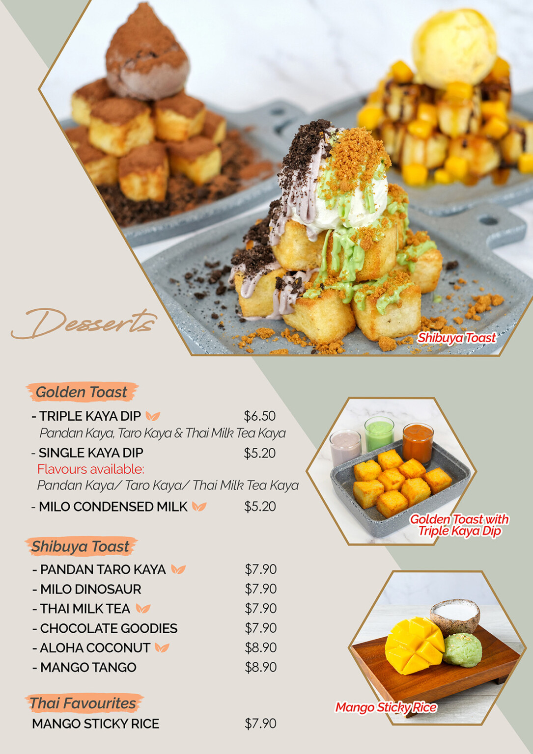 Thai Milk Tea, Shibuya Toast | Halal Thai Food Menu Singapore | Tuk Tuk Cha